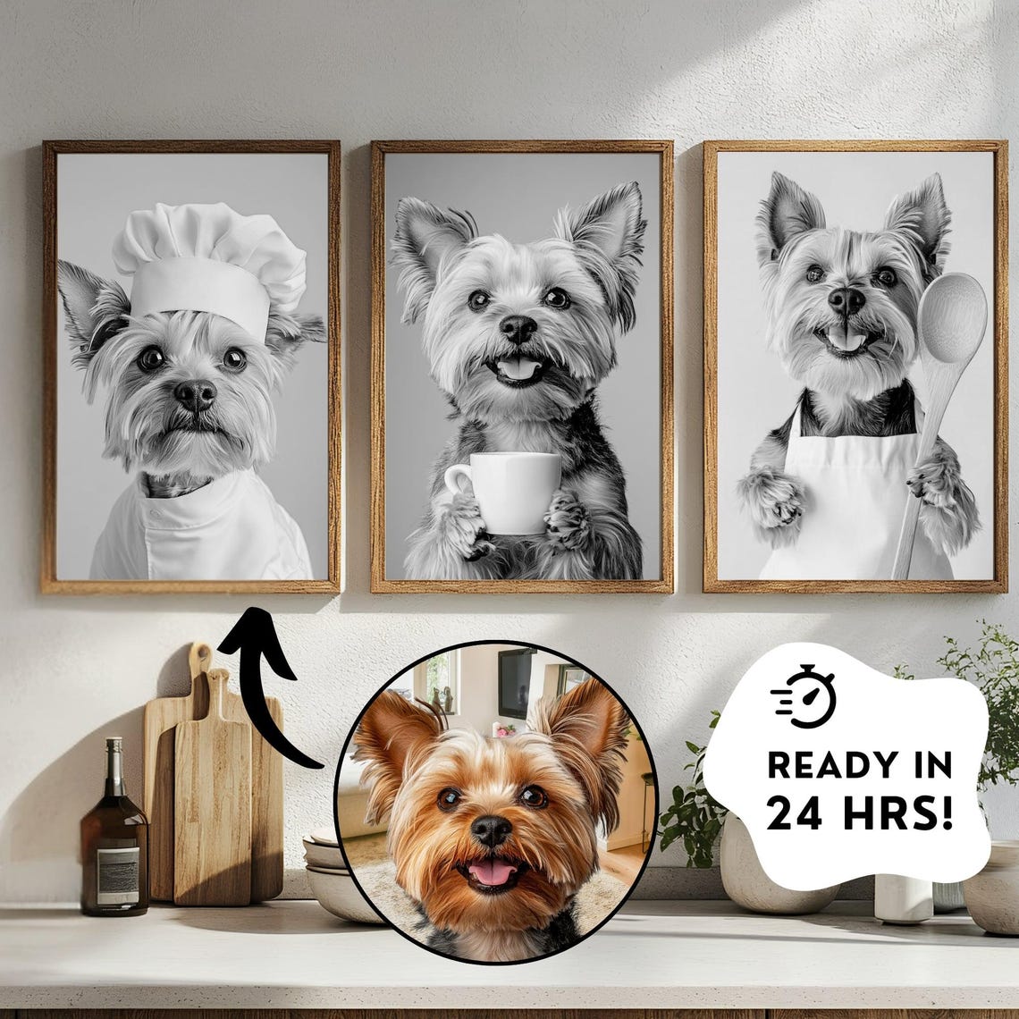 Custom Chef Pet Portrait Set: Funny Dog Bar Cart Art (digital Download ...