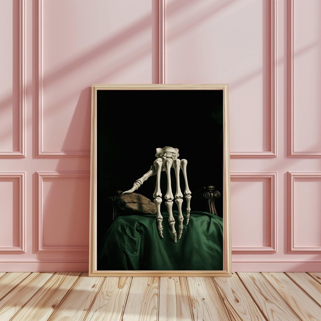 Antique Halloween Skeleton Hand Wall Art, Vintage Skeleton Painting ...