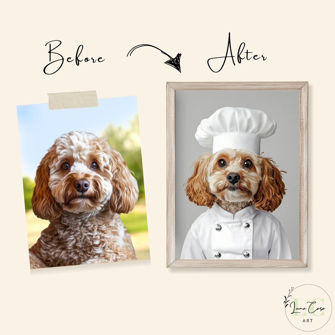 Custom Chef Pet Portrait Set: Funny Dog Bar Cart Art (digital Download ...