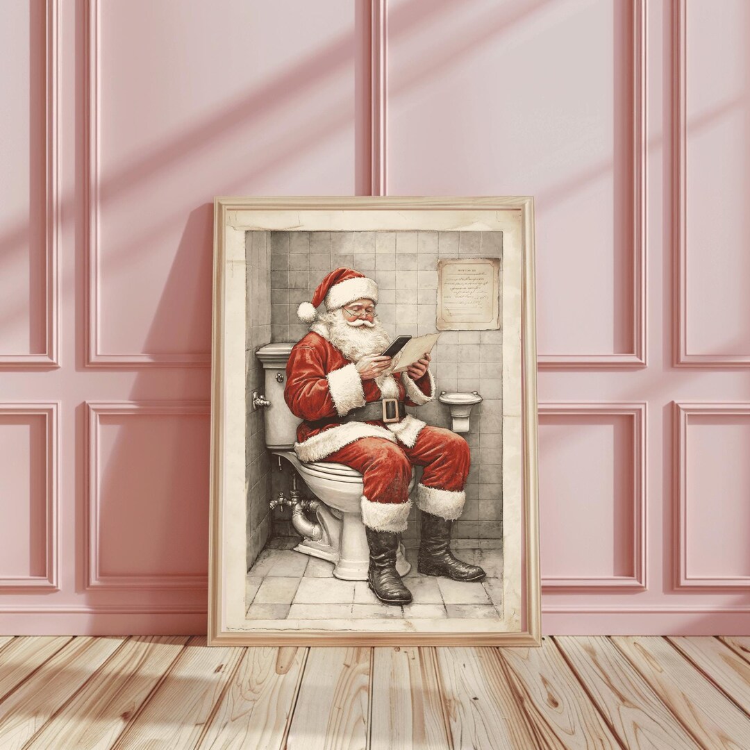 Christmas Santa Bathroom Wall Art, Bathroom Wall Art, Santa Claus Print ...