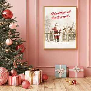 Personalized Christmas Poster, Personalized Print, Santa Claus Reindeer ...