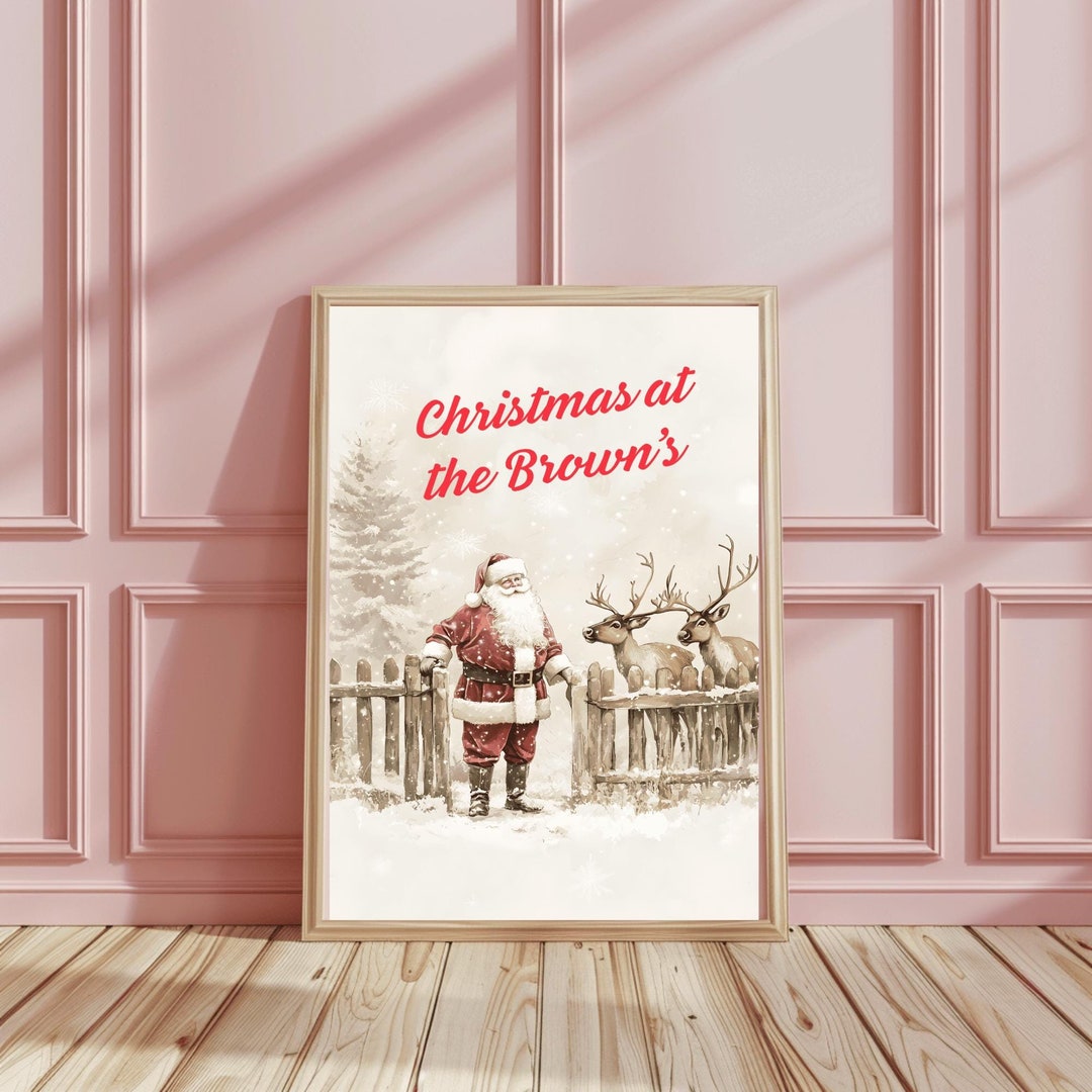 Personalized Christmas Poster, Personalized Print, Santa Claus Reindeer ...