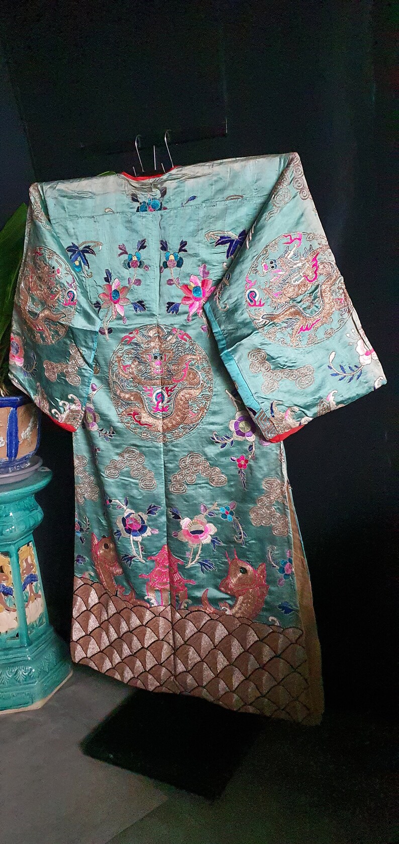 Gorgeous 19thc Qing Chinese Embroidered Silk Dragon Robe - Etsy