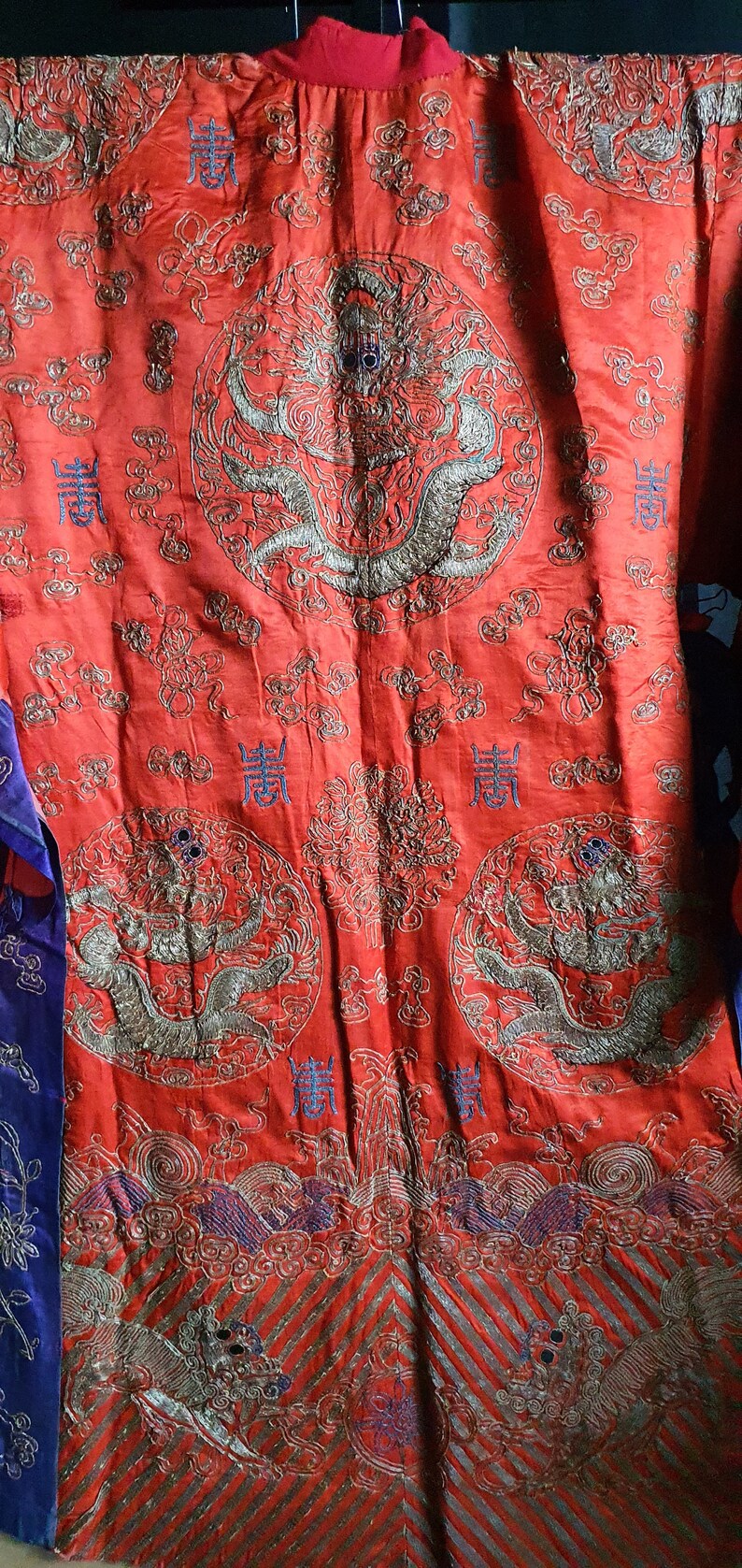 Fine Qing Chinese Embroidered Dragon Robe - Etsy