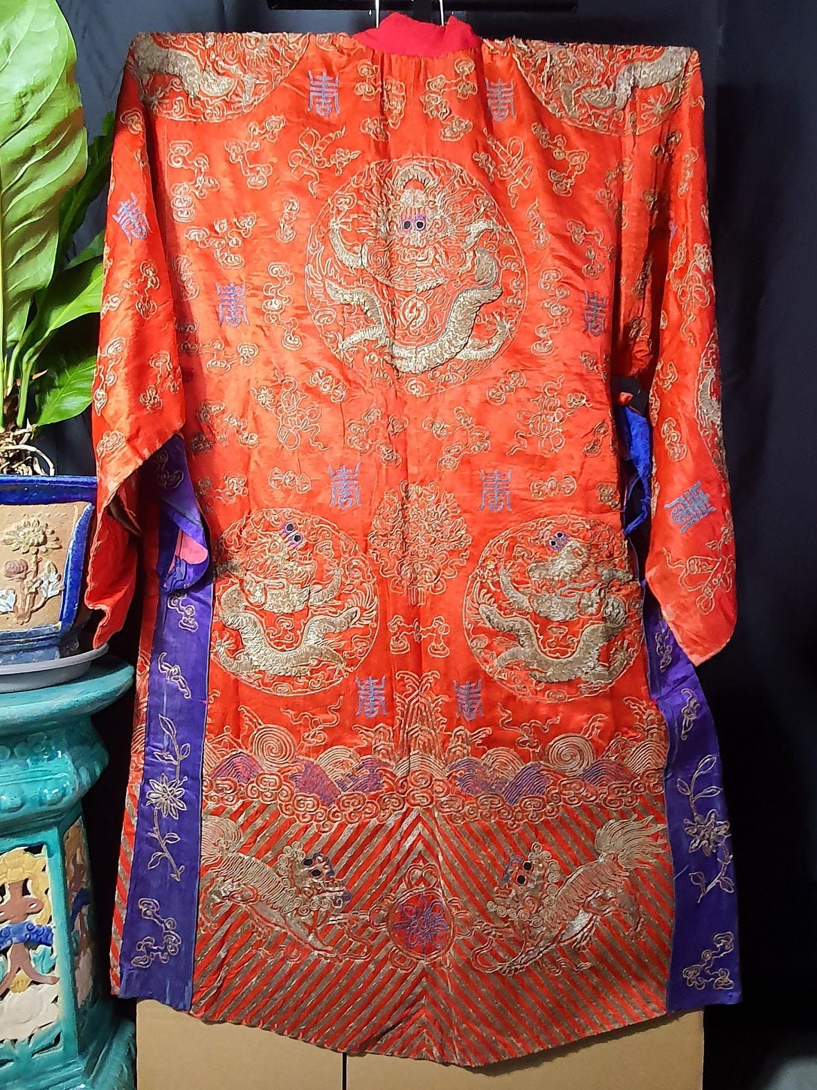 Antique Chinese Embroidered Dragon Robe - Etsy