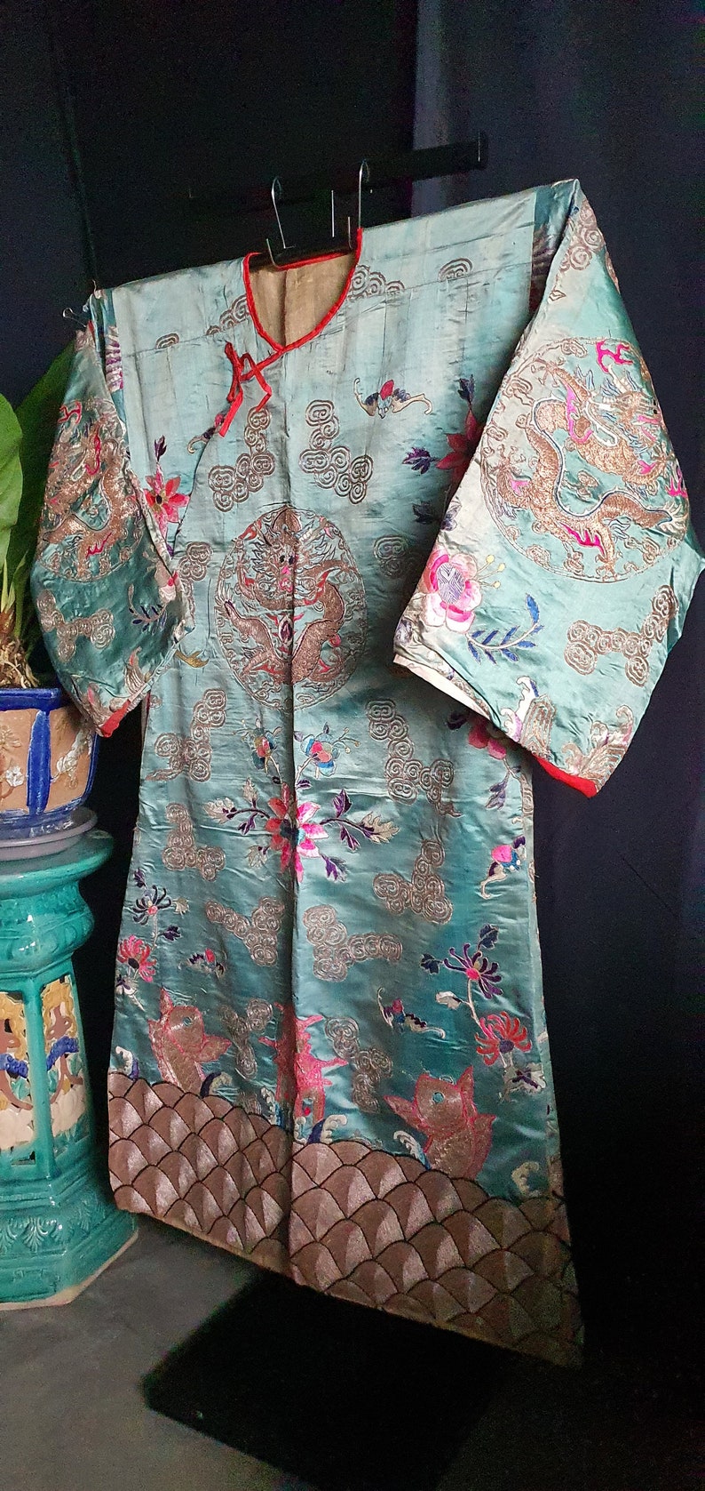 Gorgeous 19thc Qing Chinese Embroidered Silk Dragon Robe - Etsy