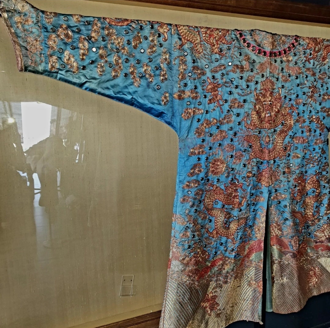 Exceptional 19thc Qing Chinese Embroidered Dragon Kesi Robe - Etsy
