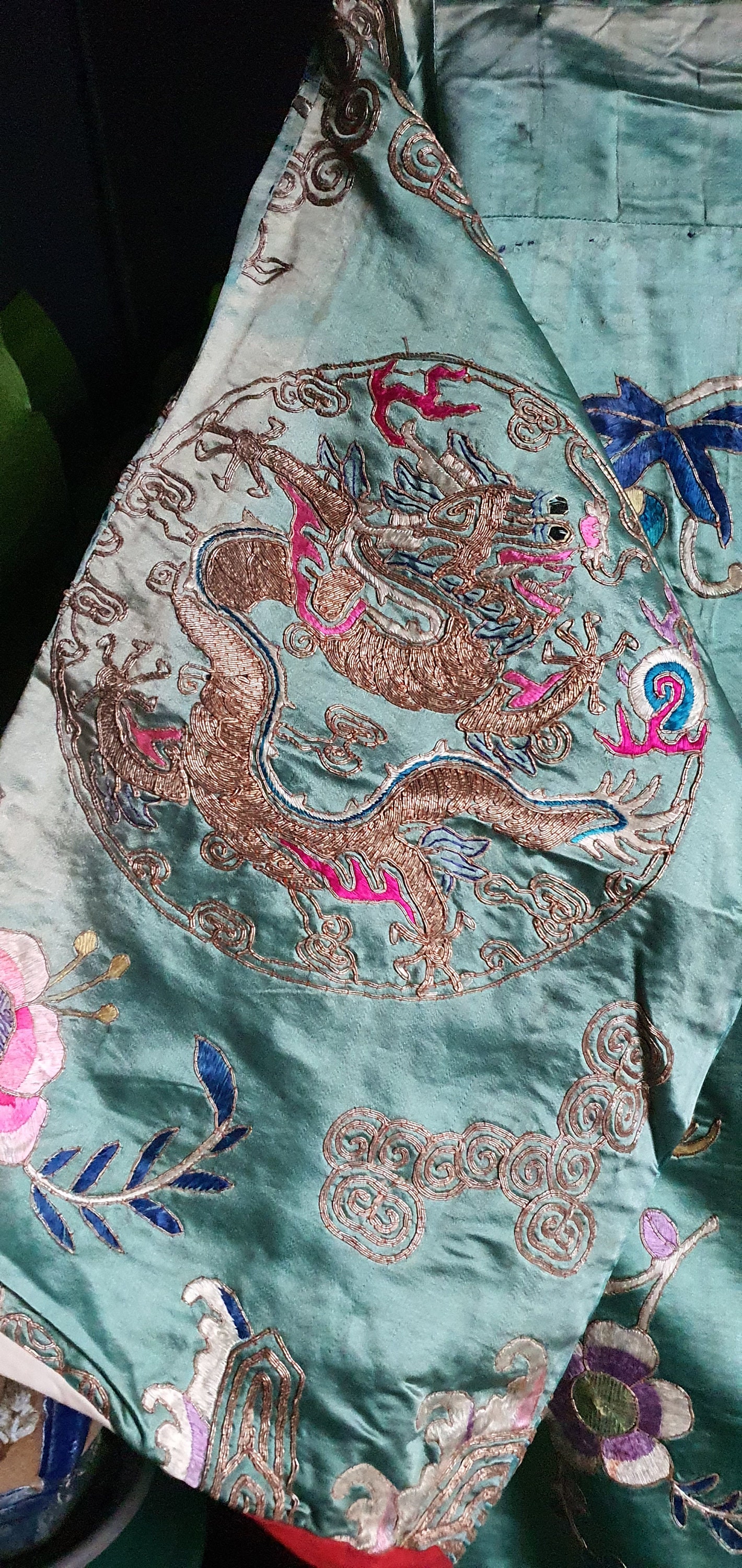 Buy Qing Chinese Antique Embroidered Silk Dragon Robe 清朝龙袍 Online in ...
