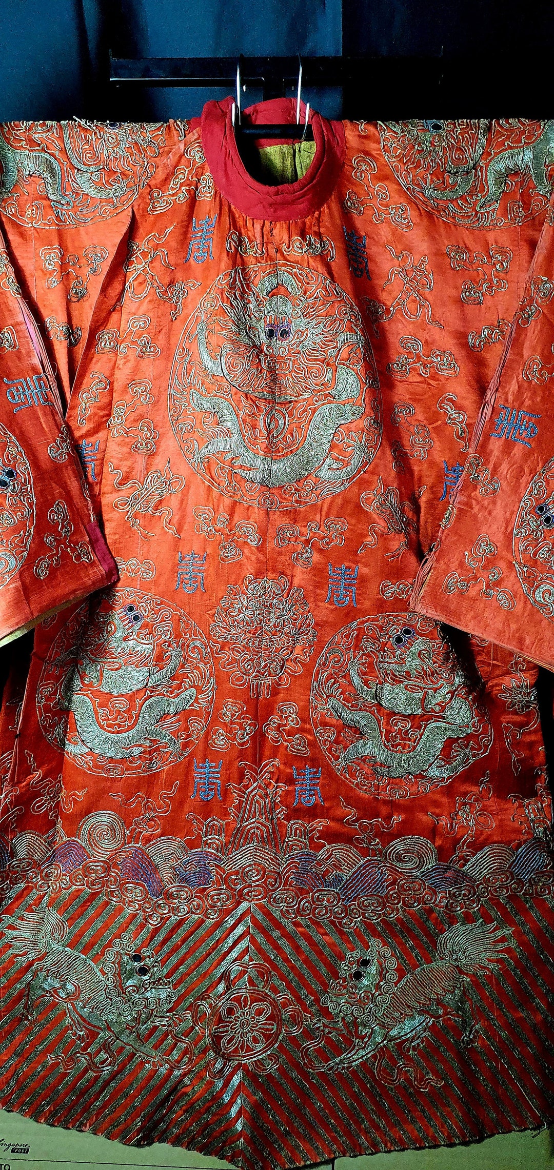 Antique Chinese Embroidered Dragon Robe - Etsy