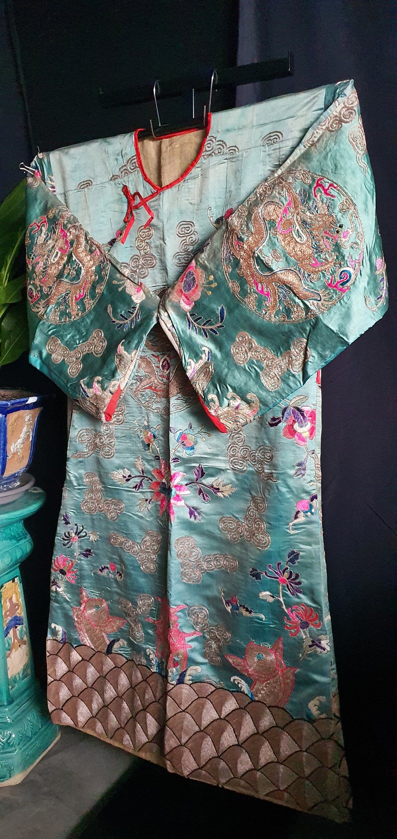 Gorgeous 19thc Qing Chinese Embroidered Silk Dragon Robe - Etsy
