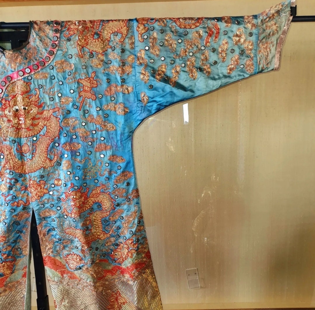 Exceptional 19thc Qing Chinese Embroidered Dragon Kesi Robe - Etsy