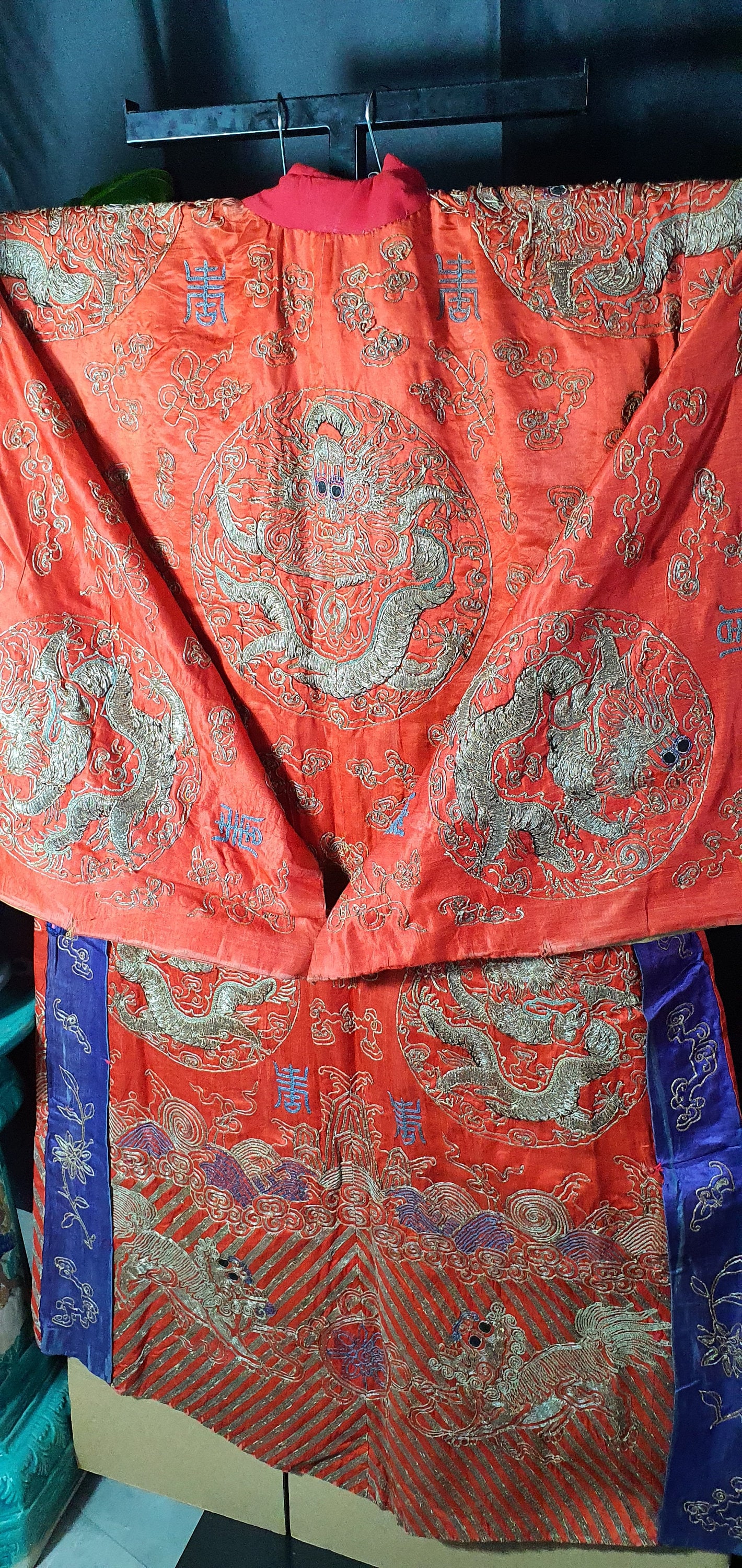 Antique Chinese Embroidered Dragon Robe - Etsy