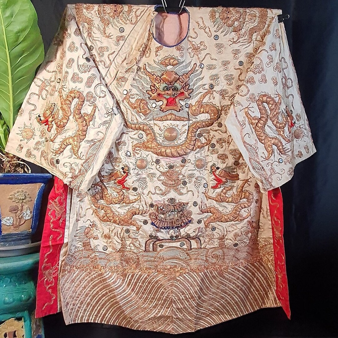 Rare Teochew Qing Chinese Dragon Silk Robe - Etsy