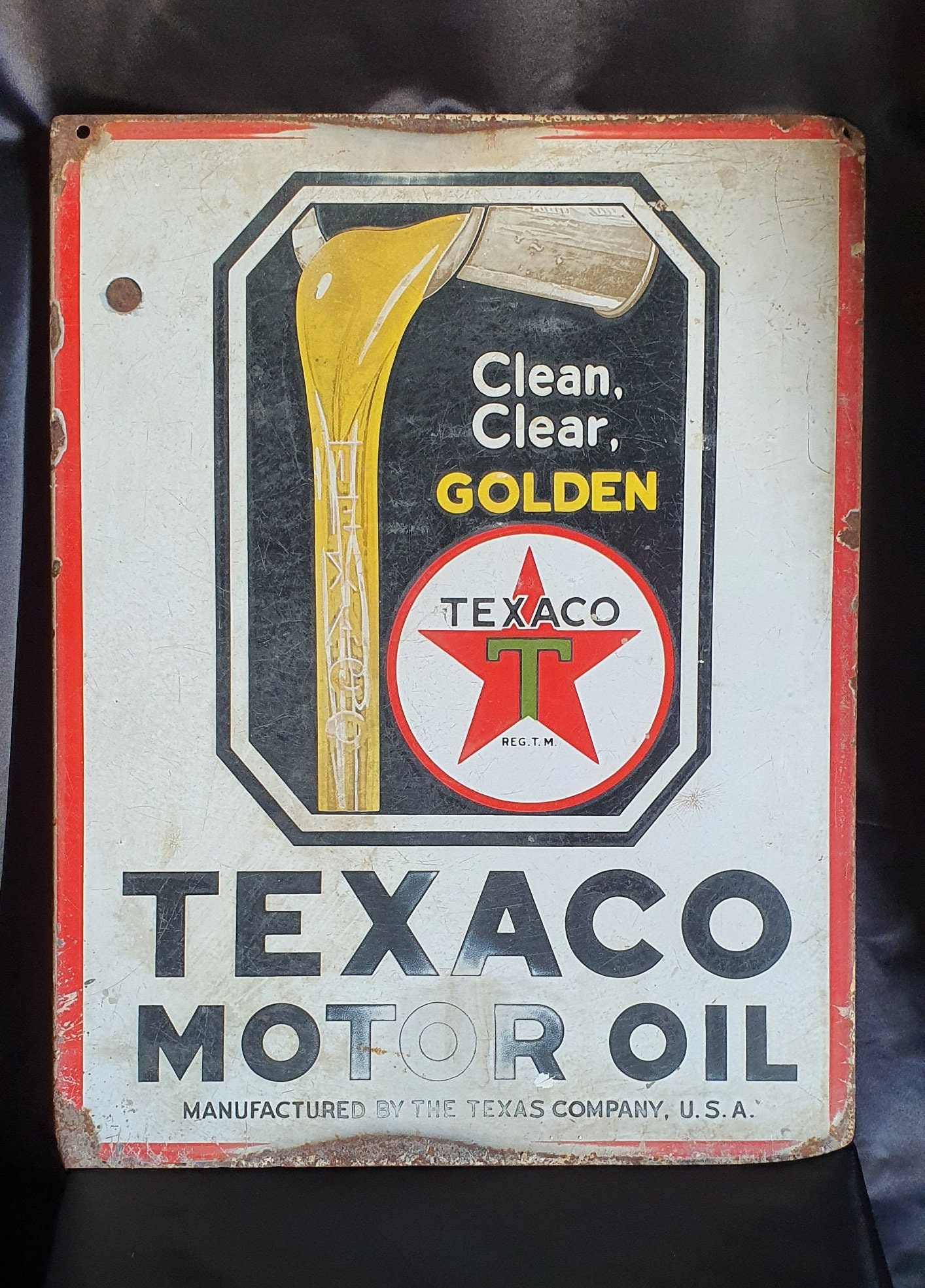 Vintage Original Texaco Motor Oil Porcelain Signage Sign - Etsy