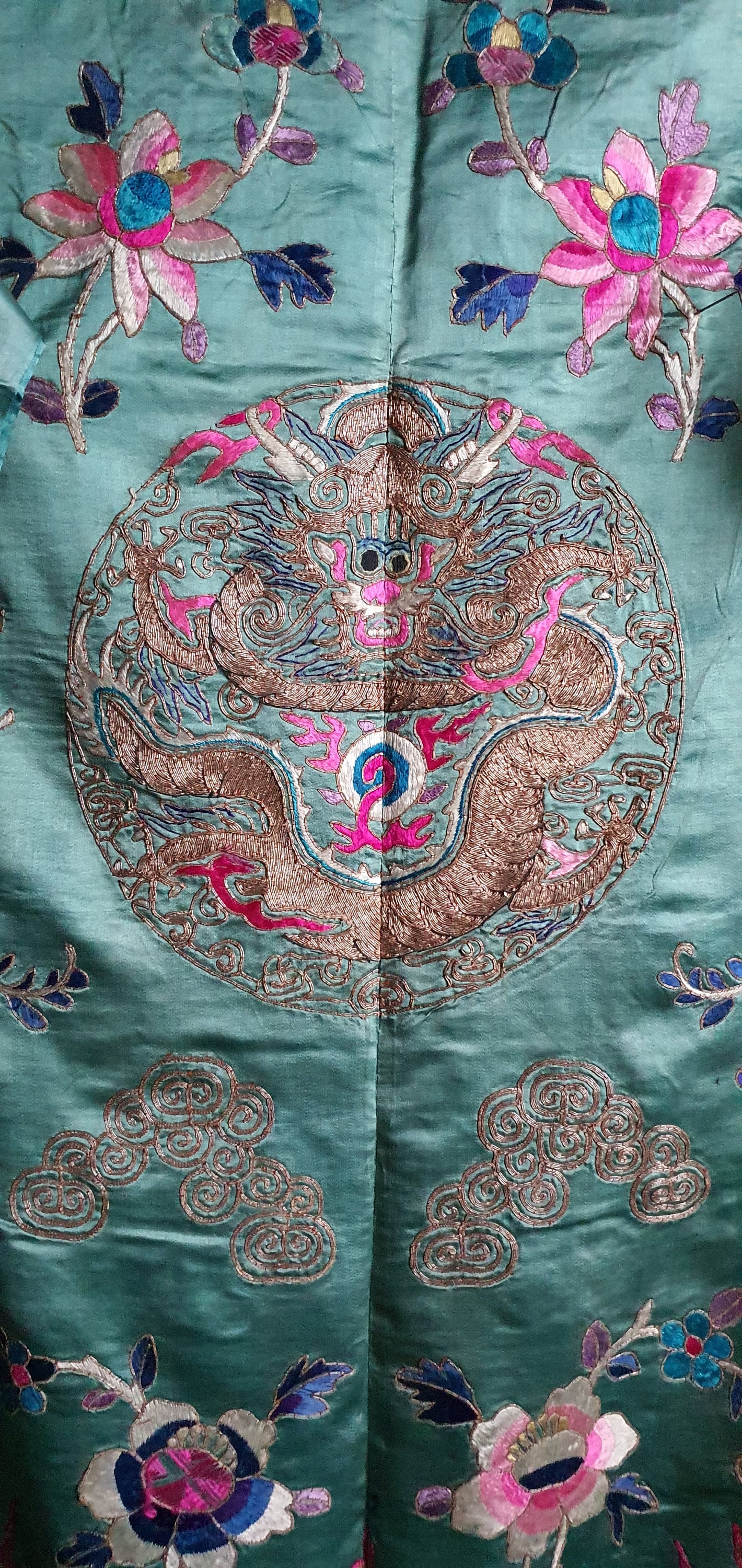 Buy Qing Chinese Antique Embroidered Silk Dragon Robe 清朝龙袍 Online in ...