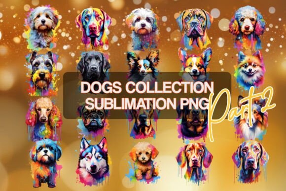 Sublimation PNG Dogs Clipart Colorful Splashes Scene Generator Part 2 ...