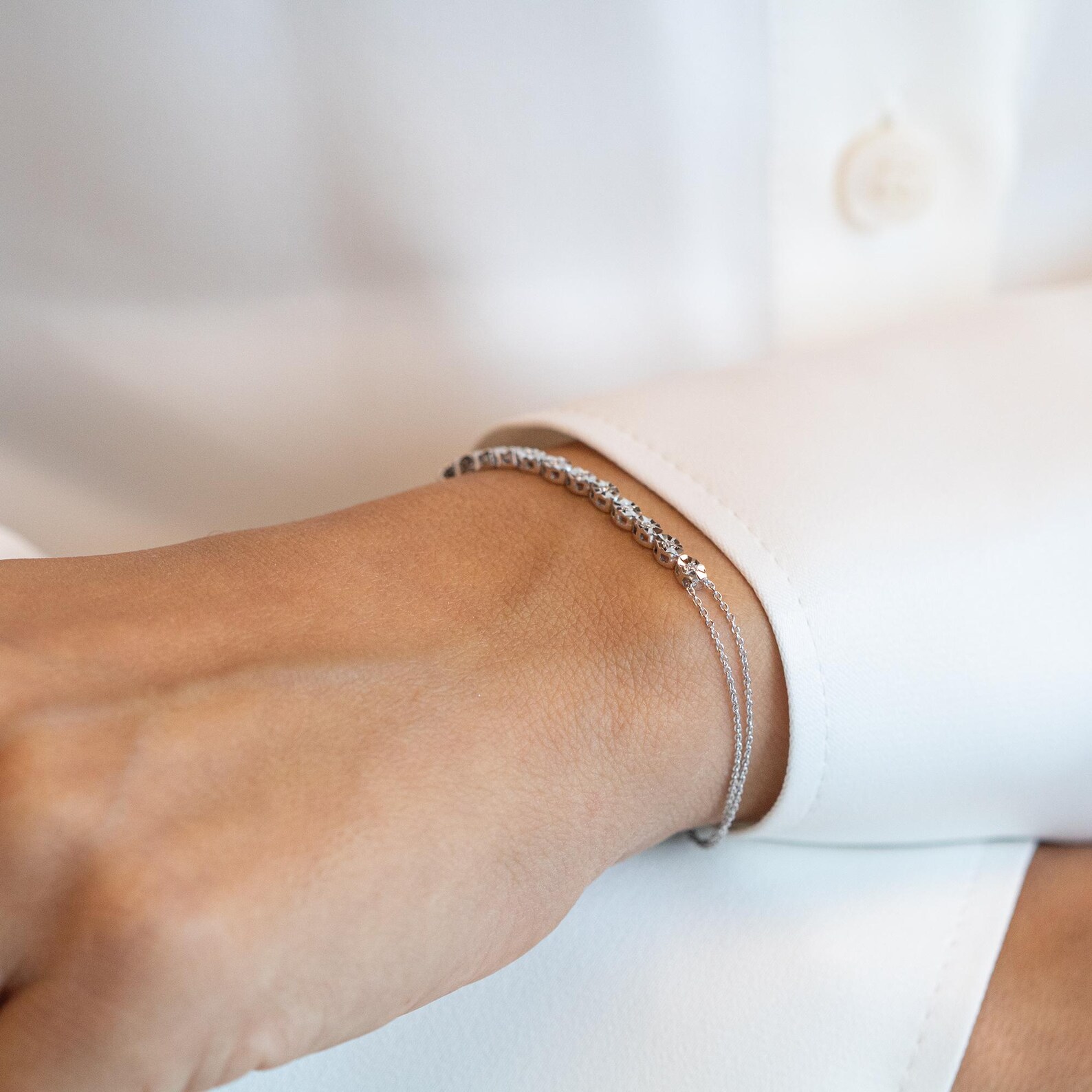Dainty 8K Gold Diamond Bracelet for Women, Wedding and 5th Anniversary ...