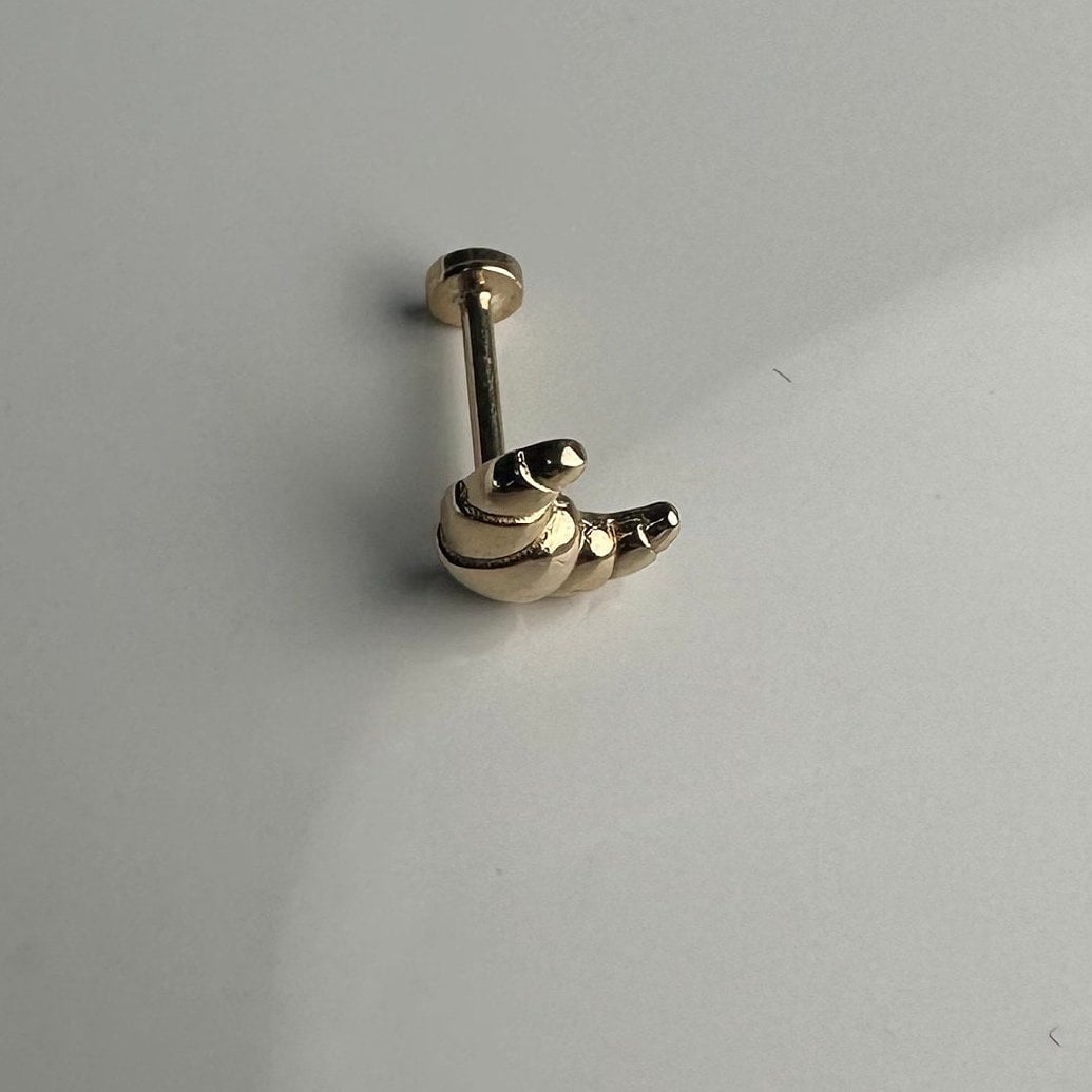 Croissant Stud Piercing, 14K Gold Cartilage Piercing, Gifts Ideas - Etsy