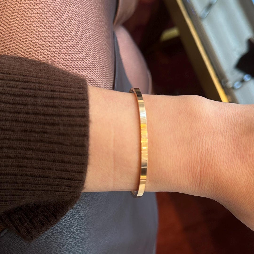 22K Solid Gold Plain Bangle, Dainty Stacking Bracelet, 3mm Sturdy Bracelet, Perfect Gift Gold ...