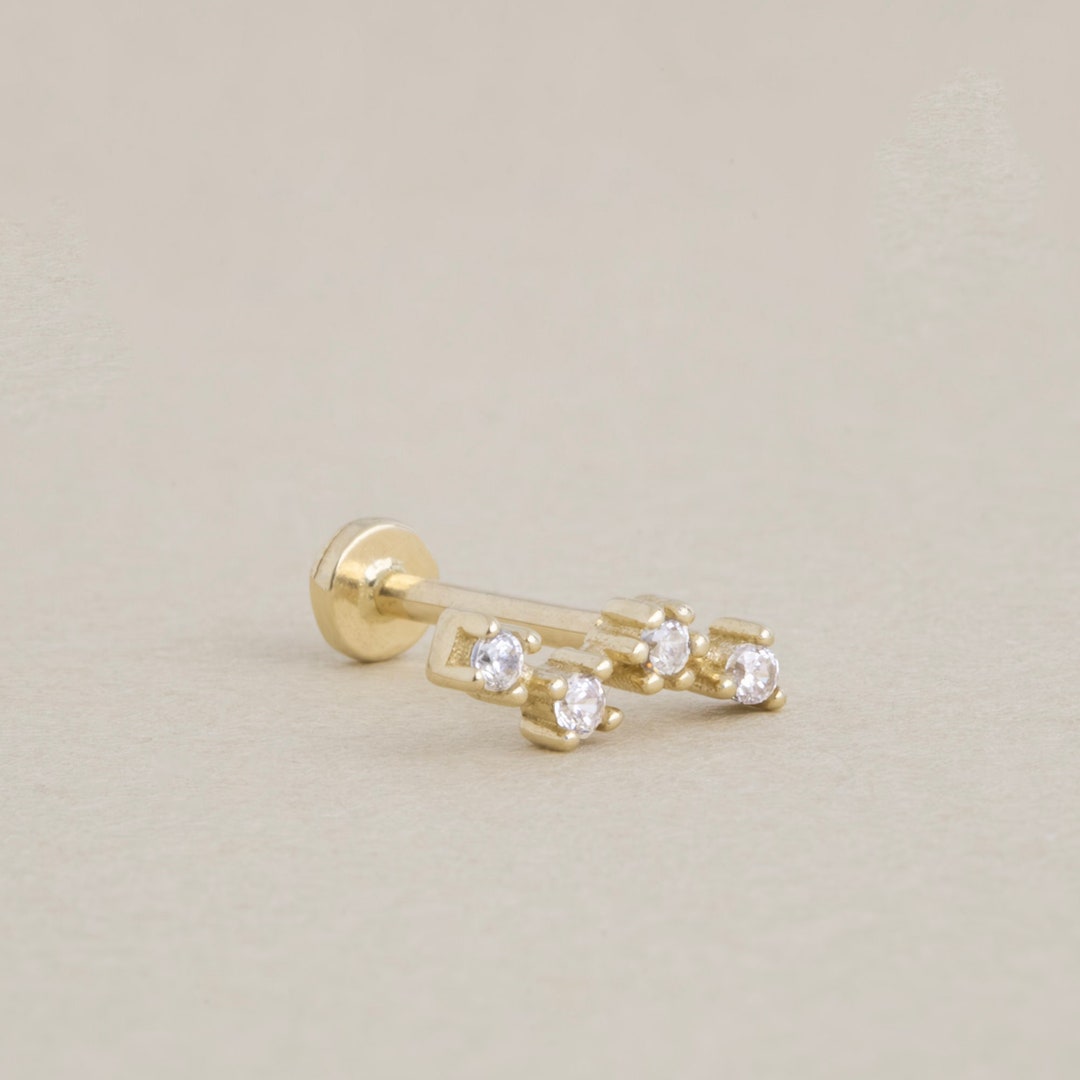 Cluster Helix Piercing, 14K Gold Crawler Earrings, Gift Ideas - Etsy