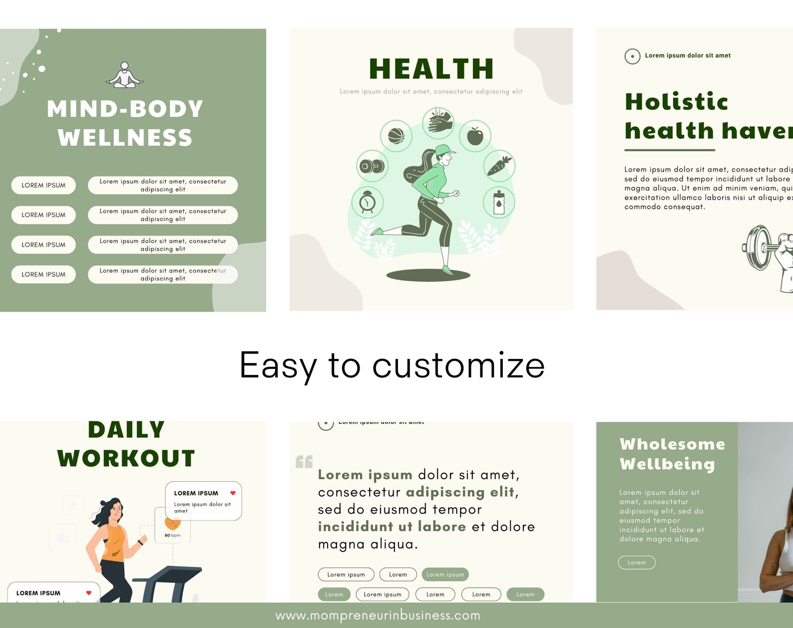 Editable Instagram Canva Template, Health Coach Template, Business ...