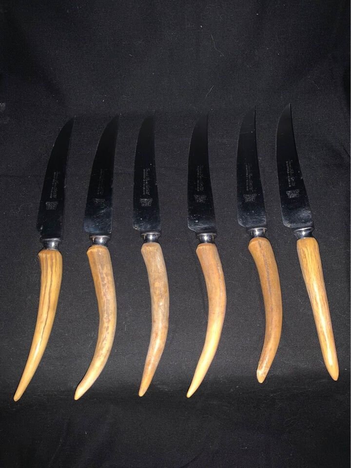 Vintage Antler Handle Stainless English Steak Knives - Made in ...