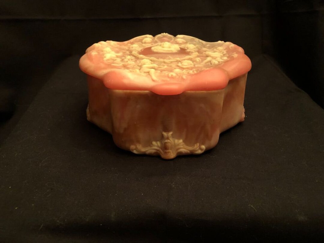 Jewelry Box Collectable Vintage Oval Incolay Stone With Children ...