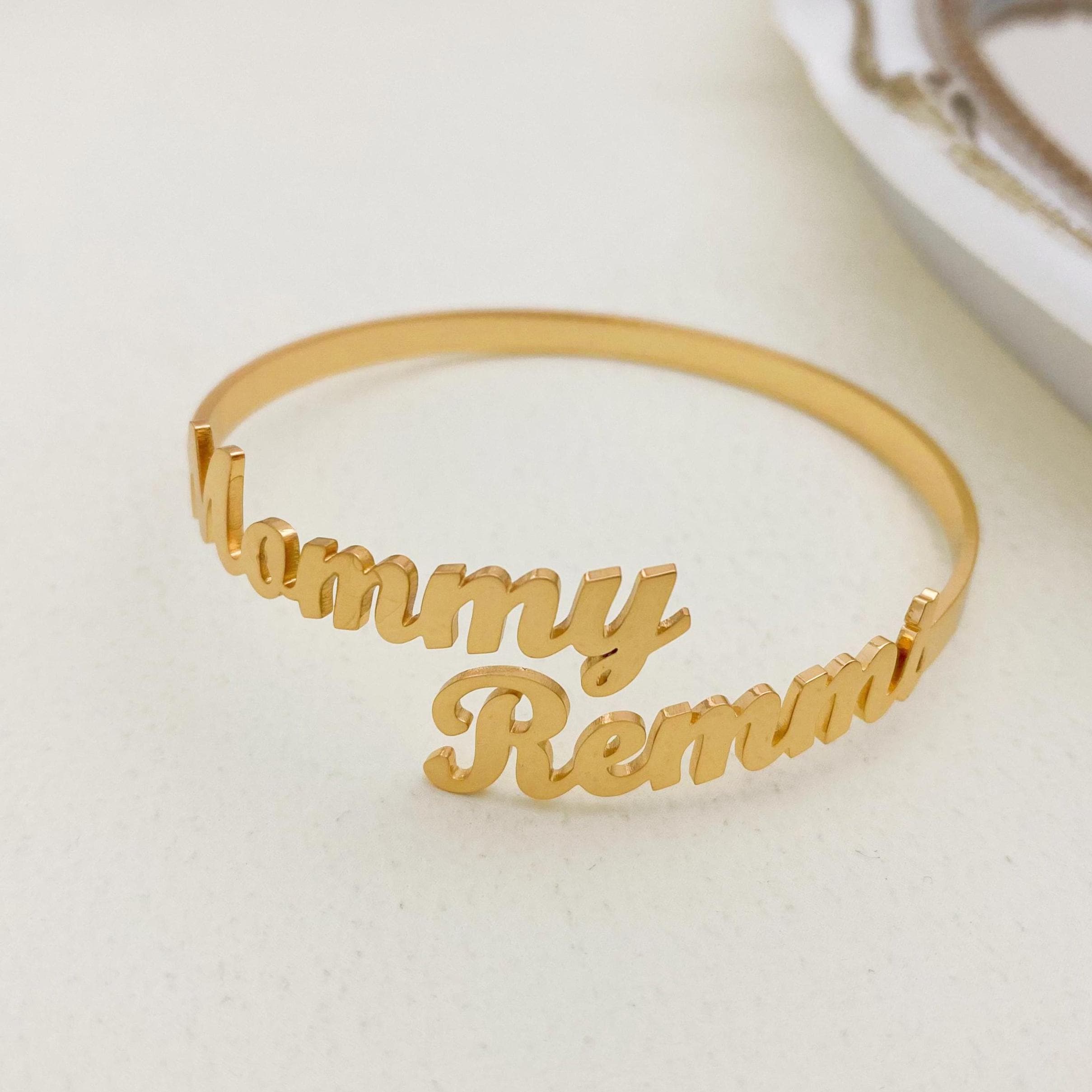 Custom Two Name Bangle: 18K Gold Personalized Bracelet - Etsy