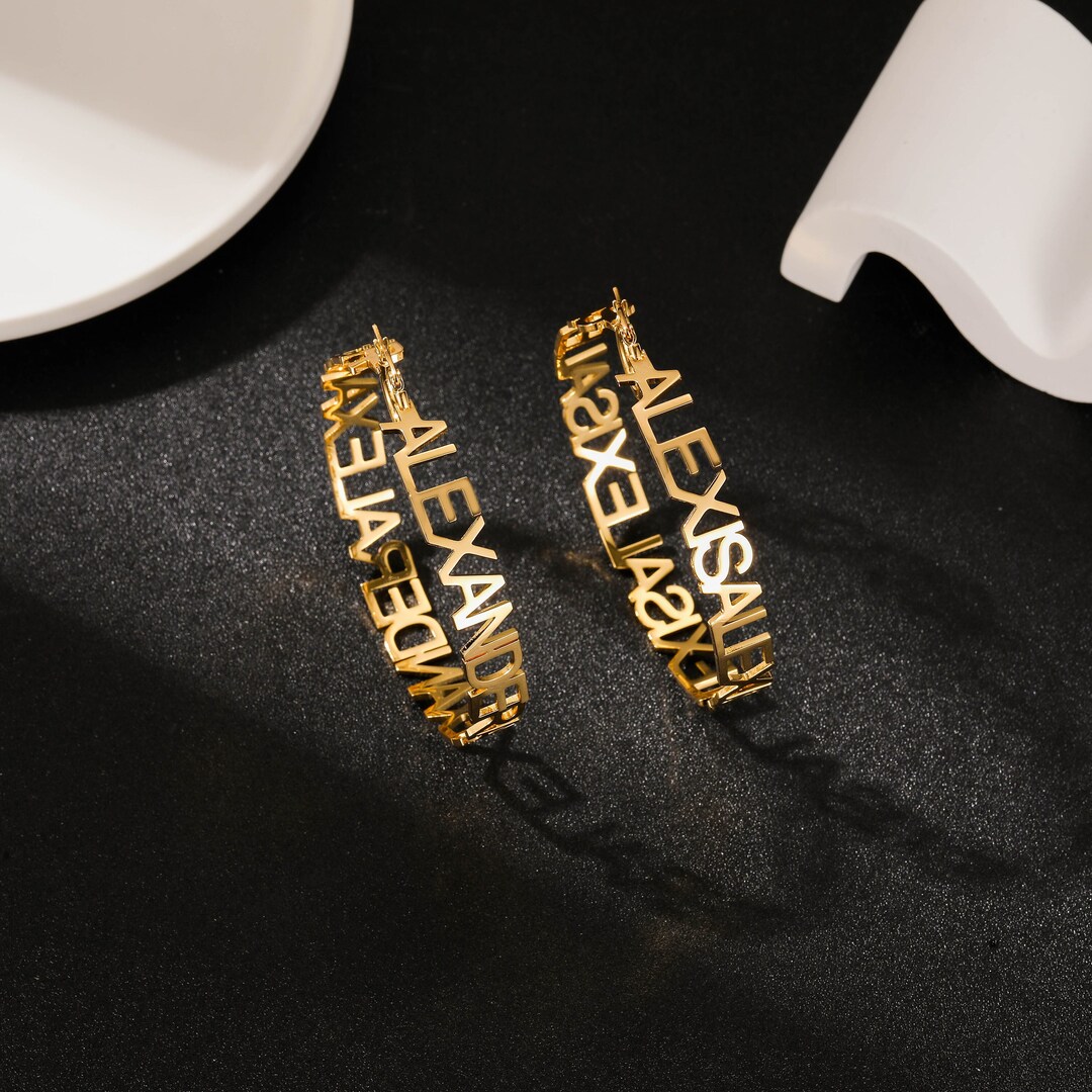 Custom Letter Hoop Earrings | Name Hoop Earrings | Personalized ...
