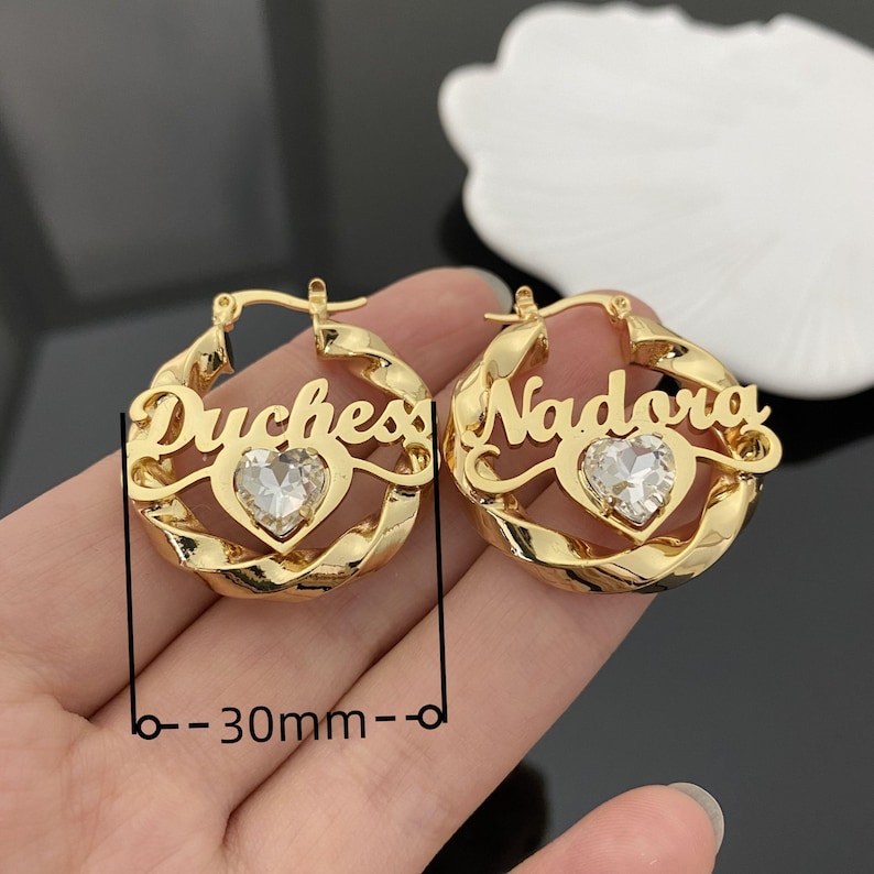 Custom Name Jewelry Set: Personalized Necklace, Twist Hoop Earrings ...