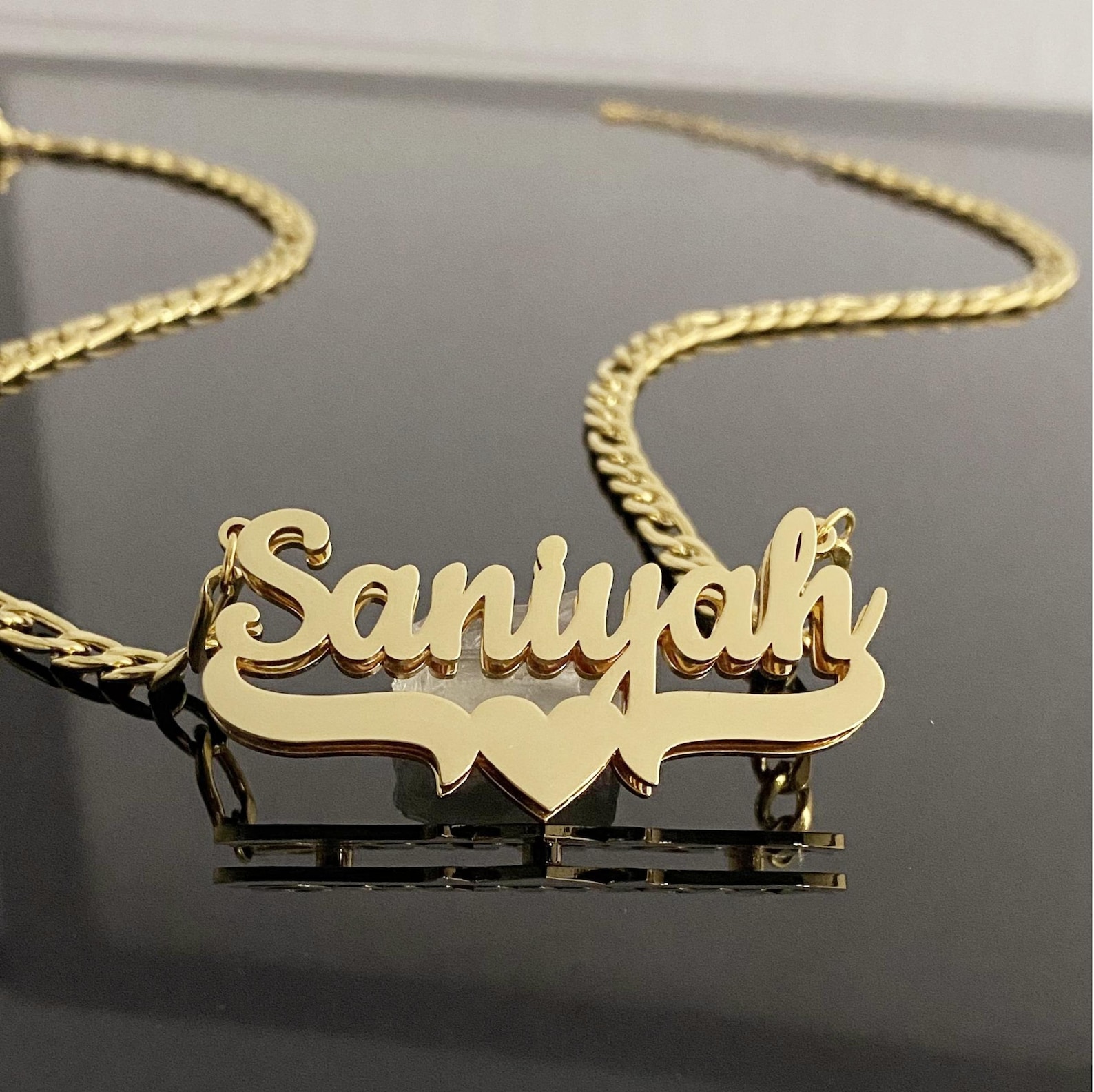 18K Gold Double Name Plate Necklace: Personalized Custom Jewelry - Etsy