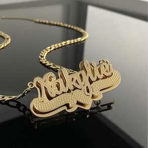 18K Gold Filled Nameplate Necklace, Custom Necklace, Double Plated Name ...