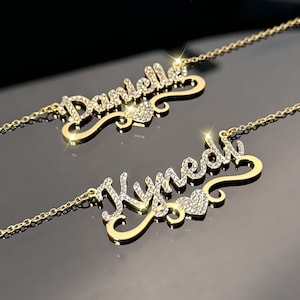 Script Diamond Name Necklace, Personalized Name Necklace, Bling Name ...