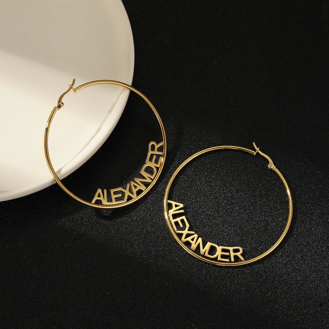 Custom Name Earring, Personalized Name Earrings in Gold / Rose Gold ...