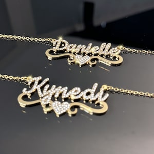 Script Diamond Name Necklace, Personalized Name Necklace, Bling Name ...
