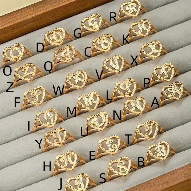 Personalized Name Plate Ring: 3D Gold Custom Letter Ring - Etsy