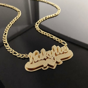 18K Gold Filled Nameplate Necklace, Custom Necklace, Double Plated Name ...