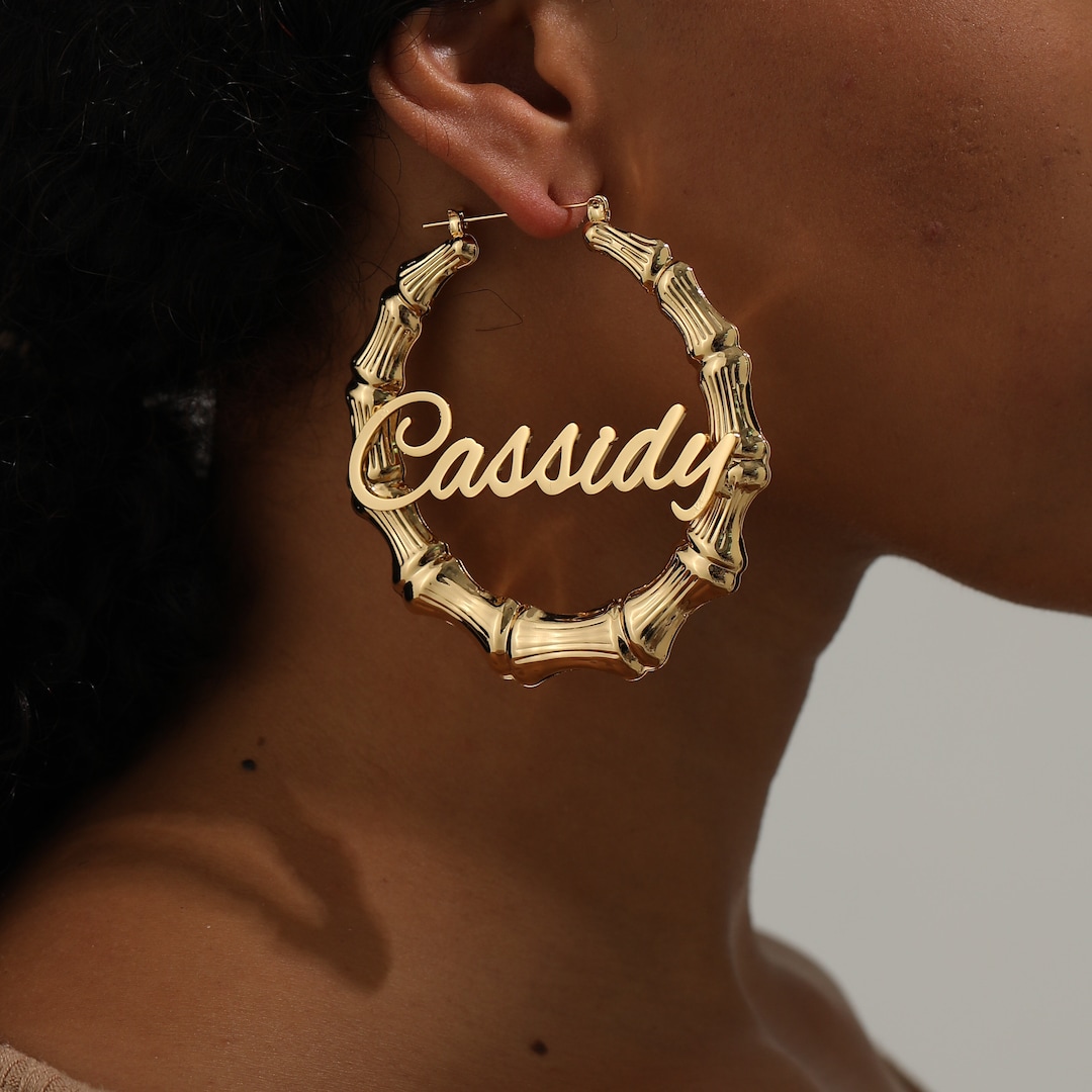 Custom Name Bamboo Earrings, Custom Bamboo Earrings,personalized Name ...
