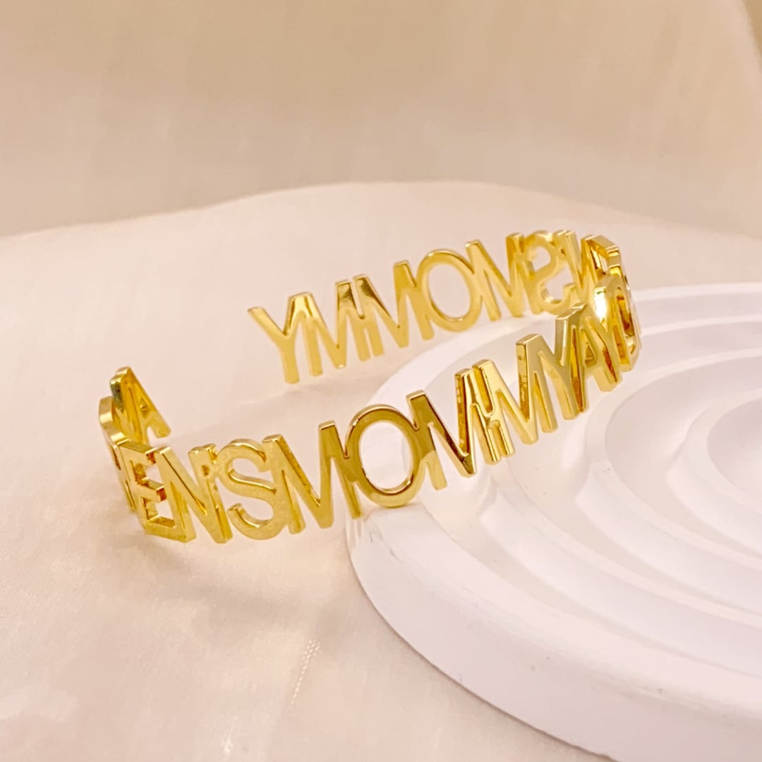 Custom Name Bangle, Letter Bangle18k, Name Bangle,personalized Letter ...