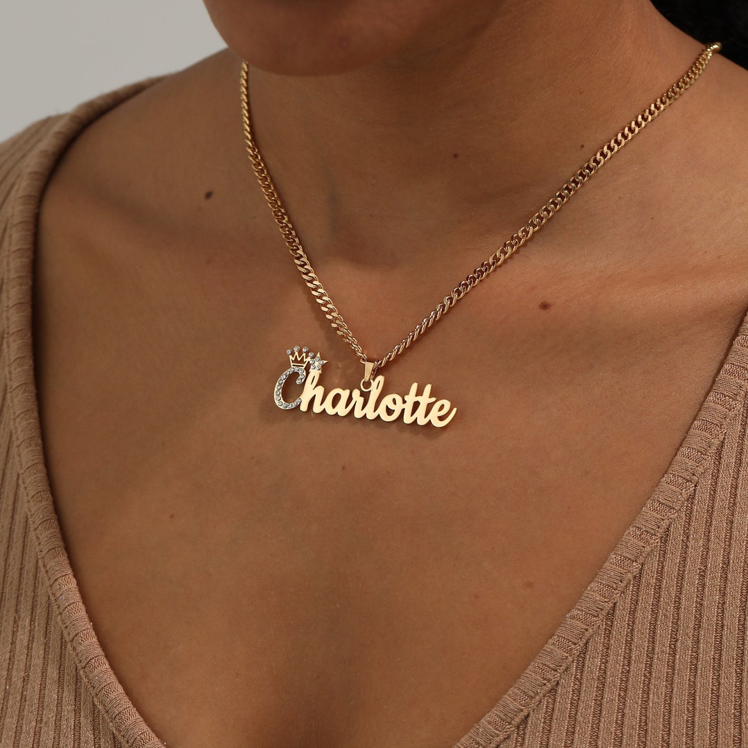 Custom Cuban Chain Name Necklace, Name Necklace, Diamond Name Necklace ...