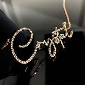 Dainty Diamond Name Necklace: Custom Bling Nameplate, Personalized ...