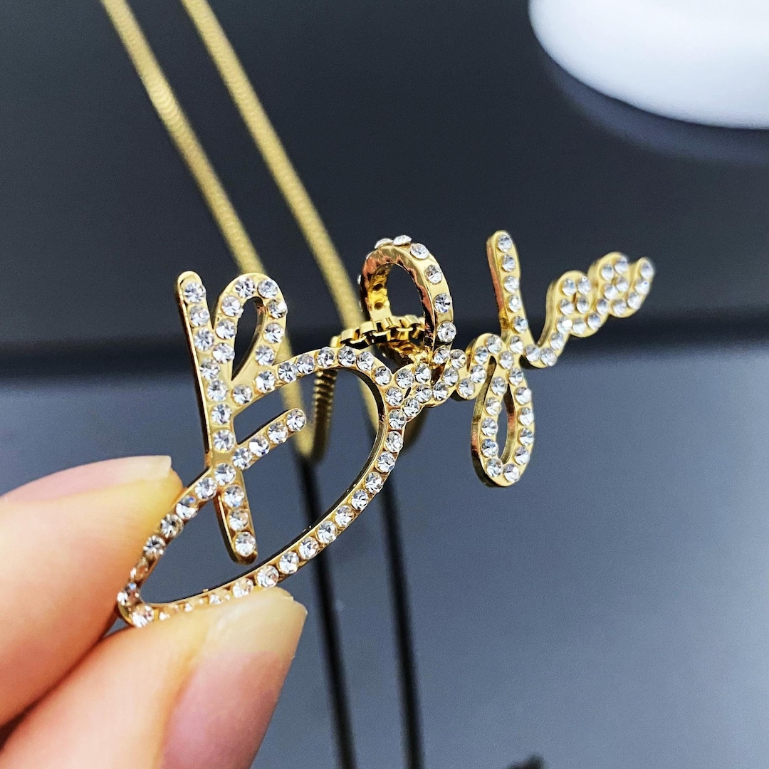 Custom Diamond Name Necklace, Bling Name Necklace, Cursive Name ...