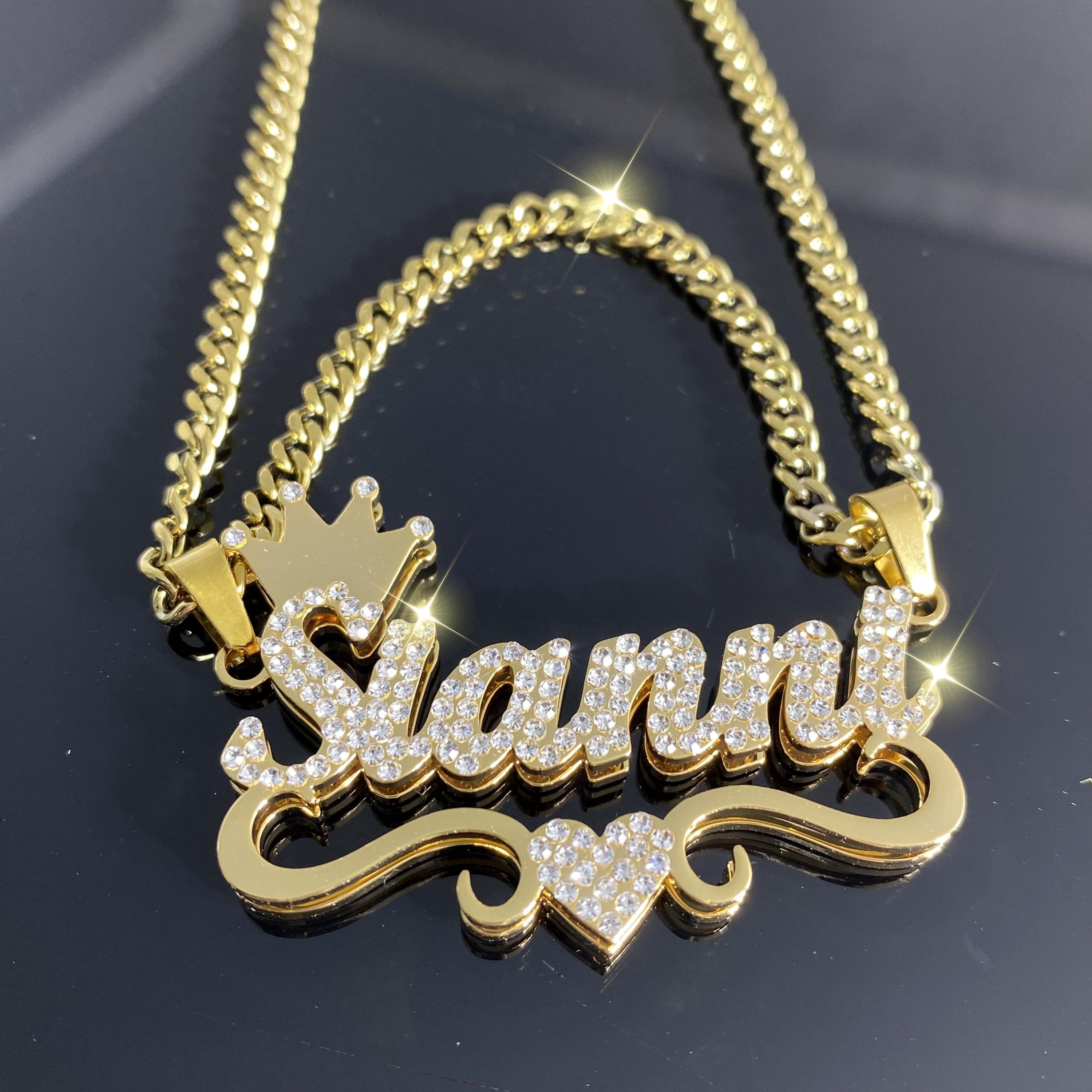 Custom Diamond Name Necklace: Personalized Bling Jewelry - Etsy