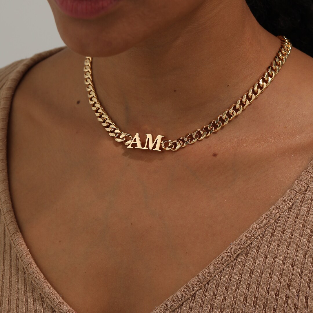 Custom Cuban Chain Letter Necklace, Personalized Necklace, Letter Name ...