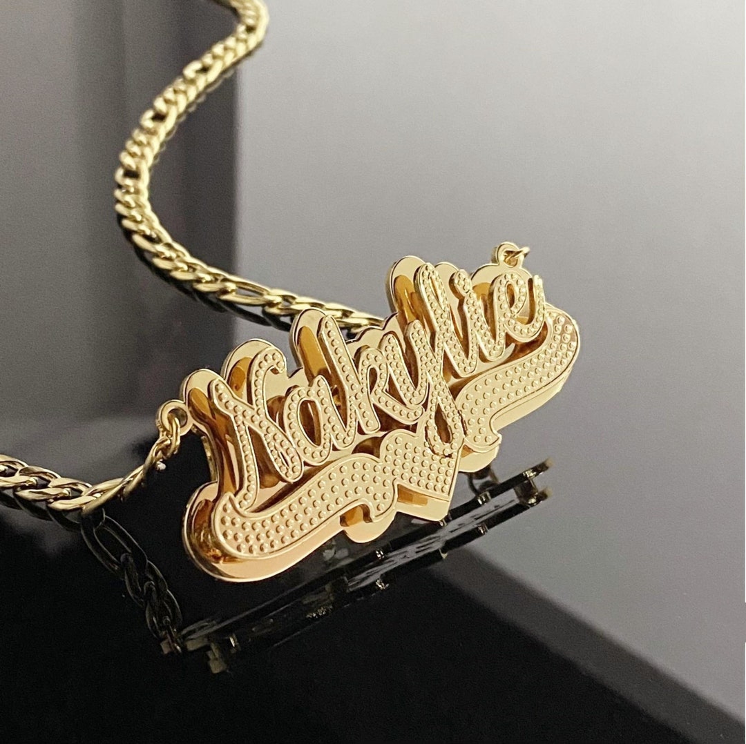 18K Gold Filled Nameplate Necklace, Custom Necklace, Double Plated Name ...