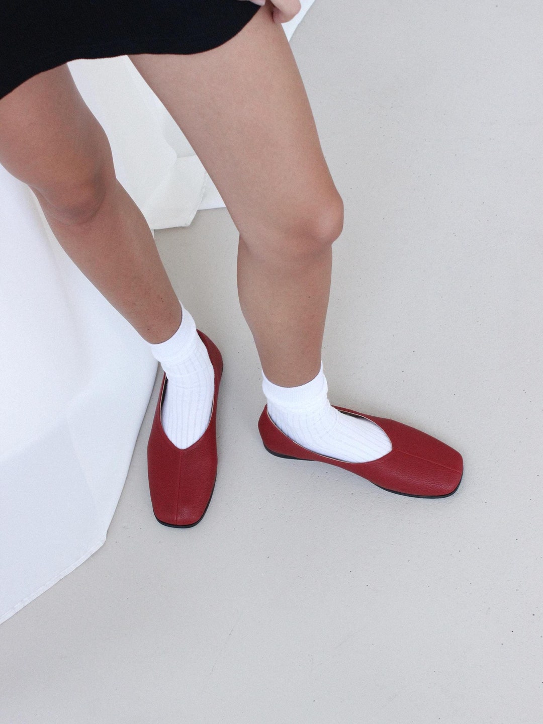 Leather Ballet Flats Mary Jane,red Shoes Women,black Leather Flat ...