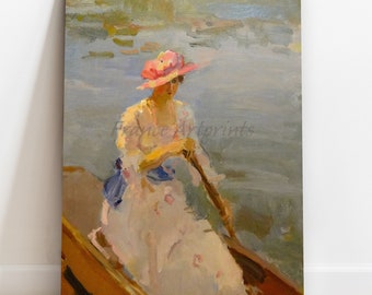 1885 Vintage Oil Painting Portraying Two Sailors in a Rowing - Etsy