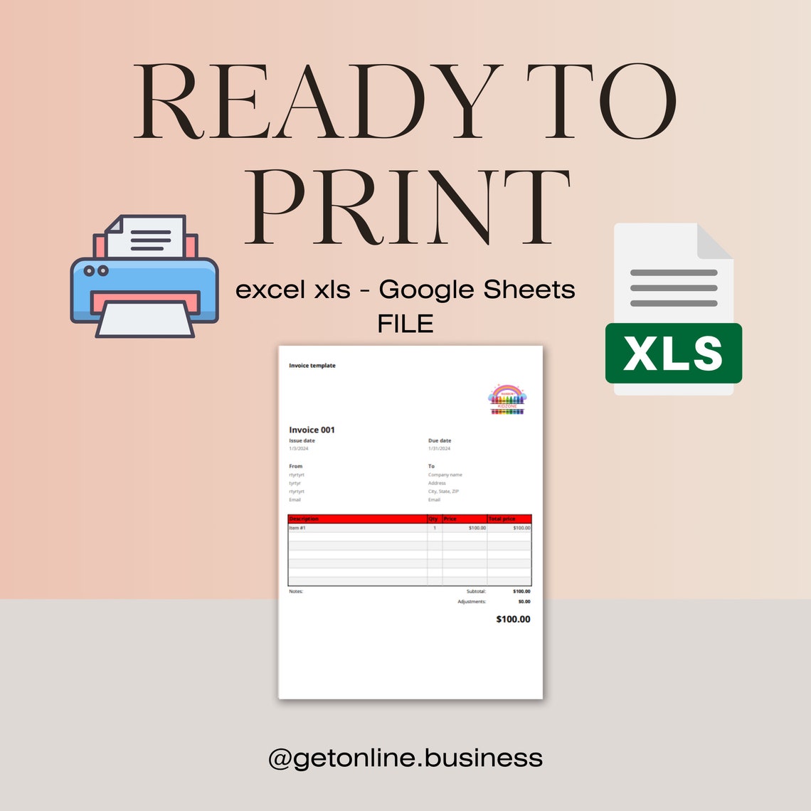 Editable XLS Childcare Invoice Template - Daycare Invoice - Instant ...