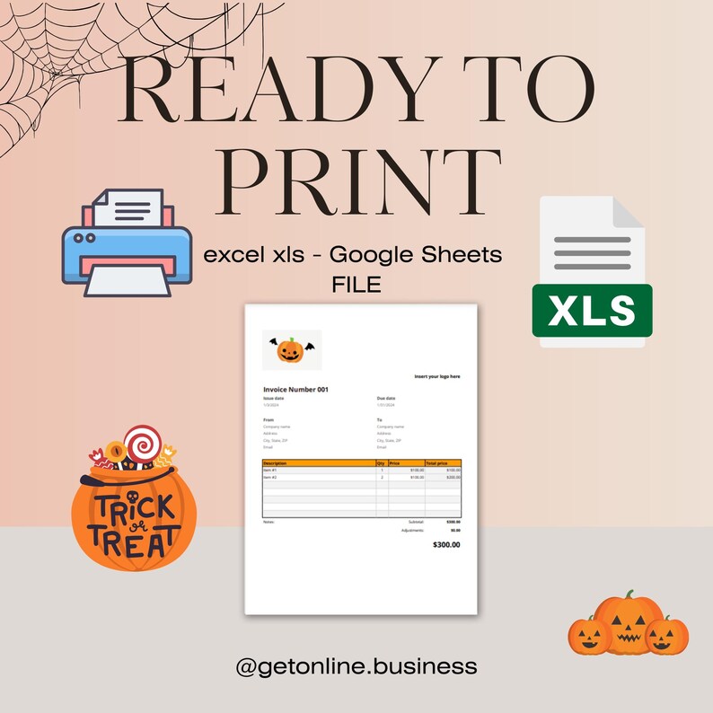 Customizable and Printable Invoice Template Halloween Theme: Easily ...