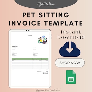 Instant Download Pet Sitting Invoice Template for Excel and Google ...